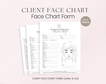 Editable Makeup Artist Face Chart Template (canva) - Etsy UK
