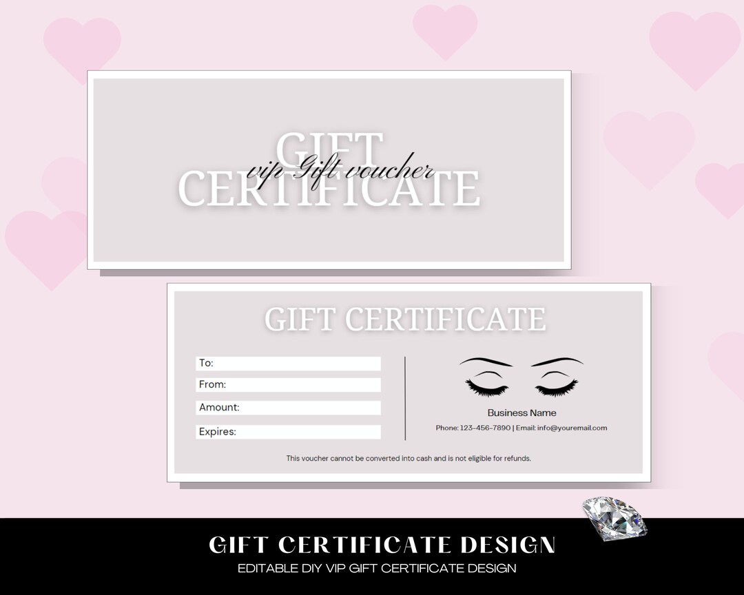 Beauty Lashes Brows Gift Certificate Template Editable Printable Modern ...