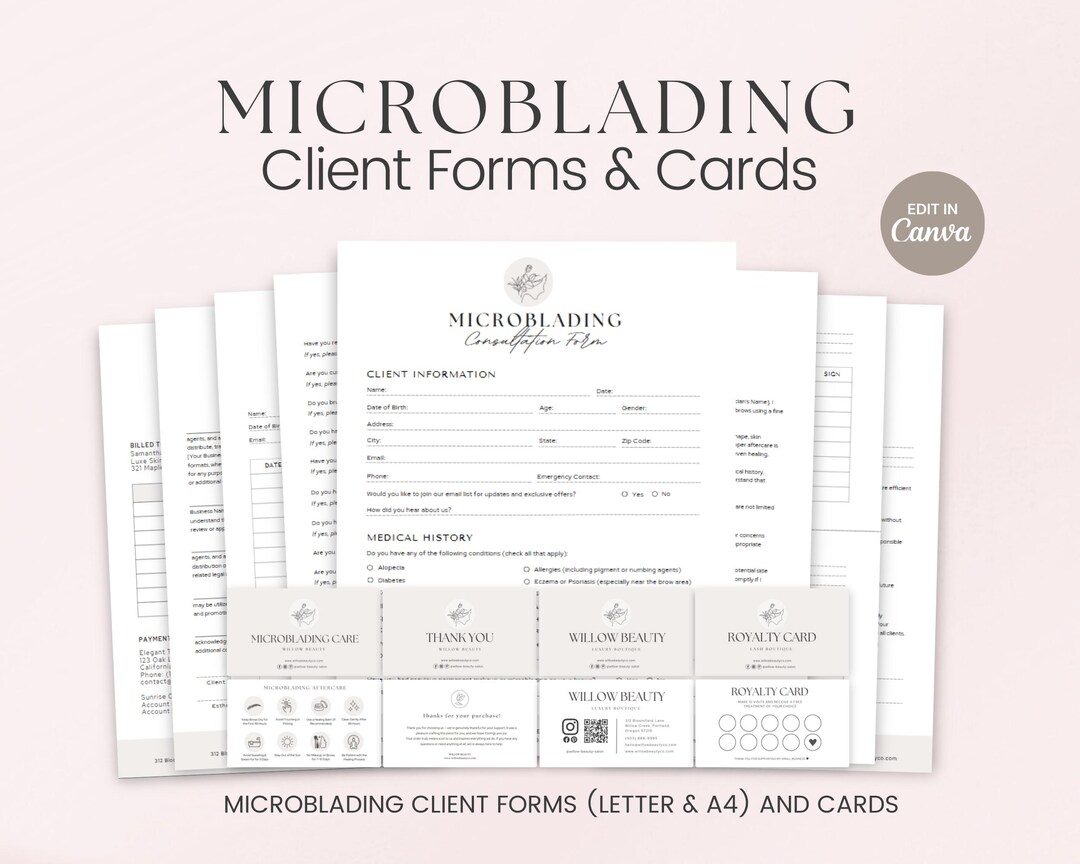 Editable Microblading Forms, Esthetician Templates, Microblading ...