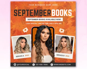 September Bookings Flyer, Book Now Flyer, September Appointment Flyer ...