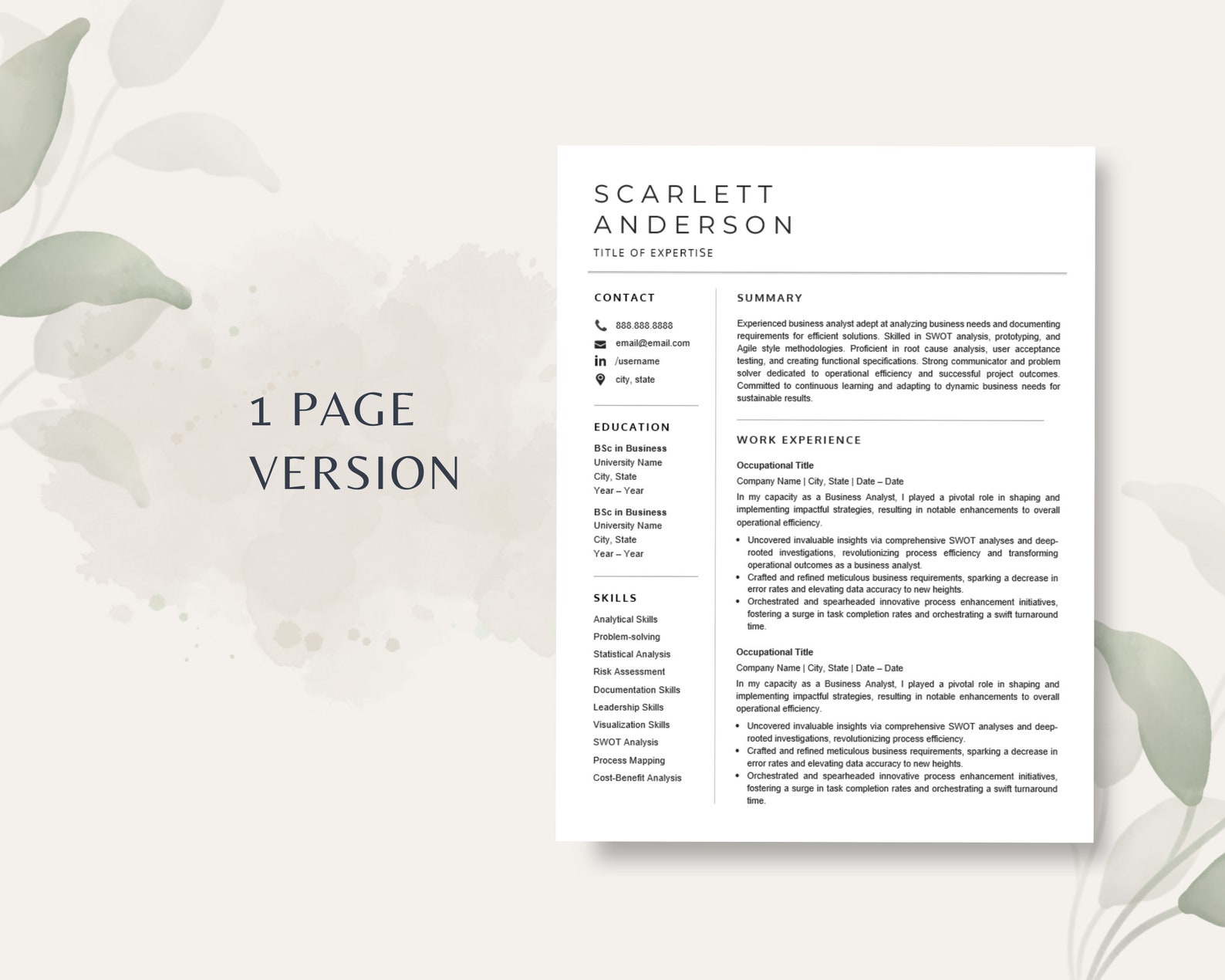 Professional CV Template, Professional & Modern Resume Template for ...