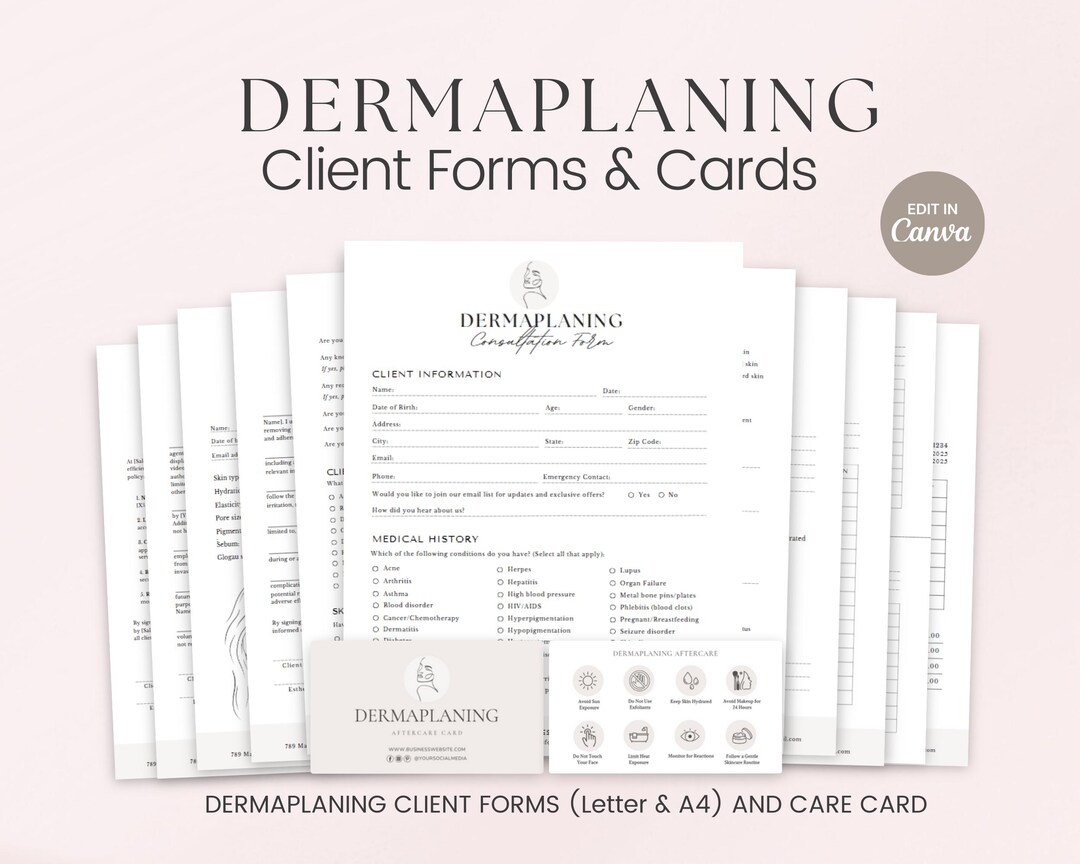 Dermaplaning Forms, Facial Consultation, Skincare Consent, Skincare ...