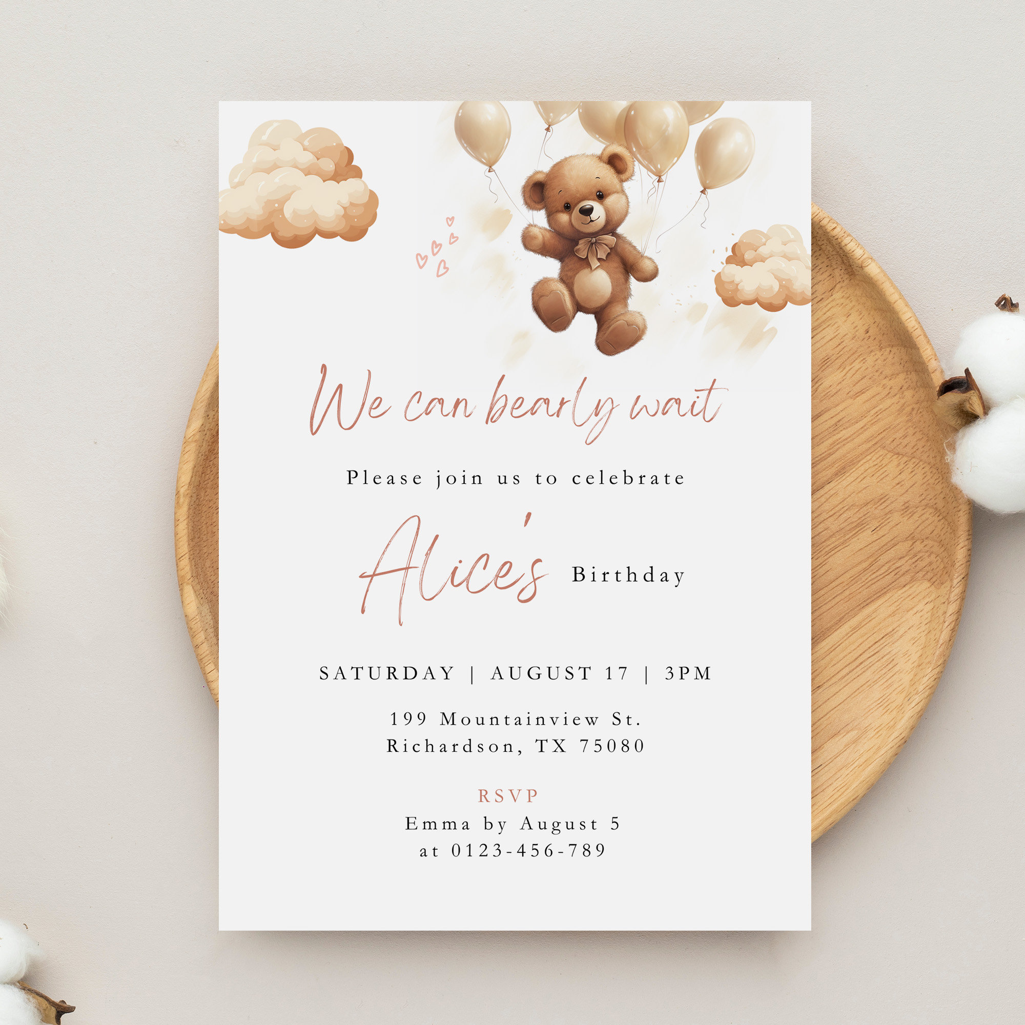 Editable We Can Bearly Wait Birthday Invitation Template - Etsy