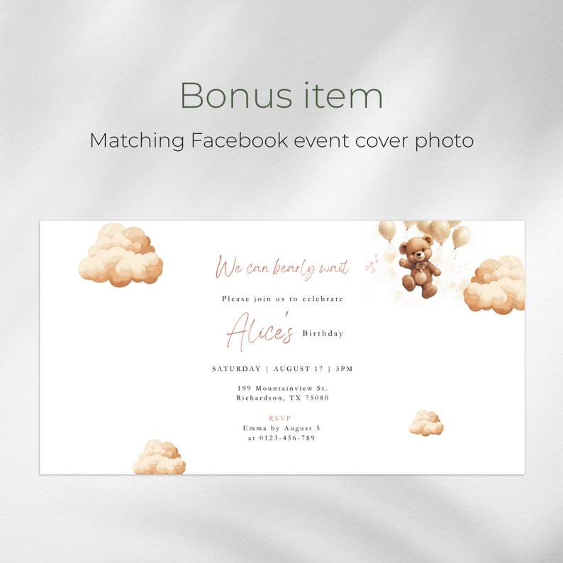 Editable We Can Bearly Wait Birthday Invitation Template - Etsy