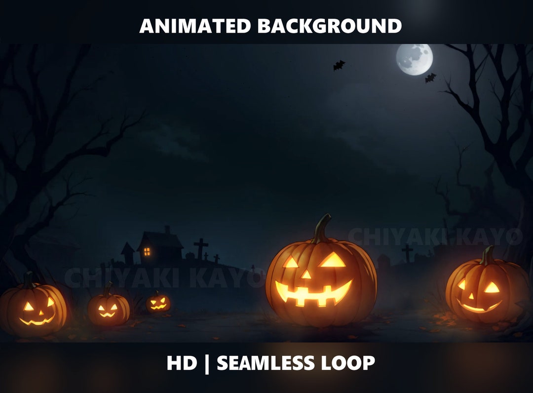 Animated Vtuber Background for Twitch Halloween Themed With Pumpkins ...