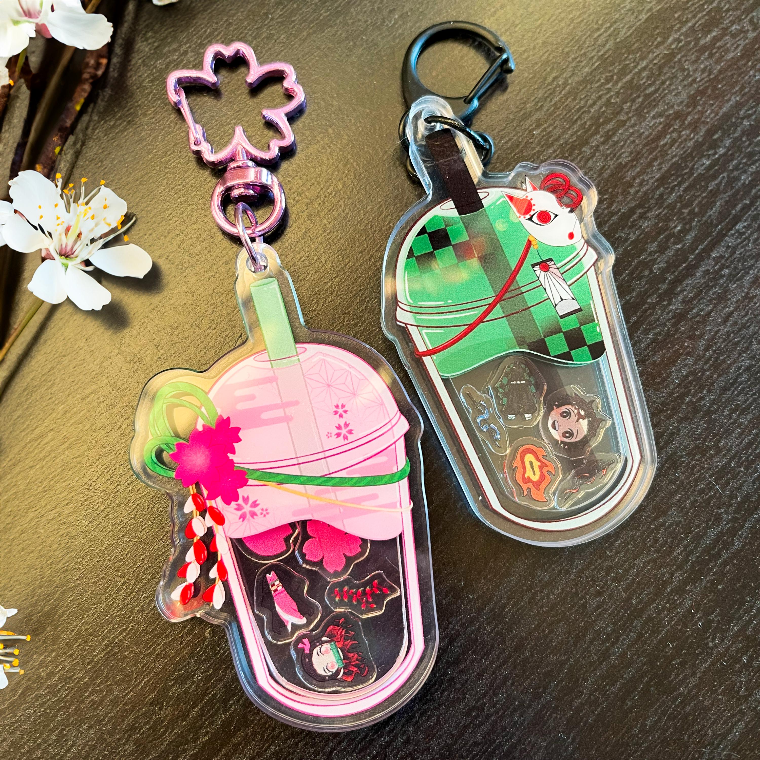 Keychains Shaker "demon Slayer" – Nezuko & Tanjiro (bubble Tea) - Etsy