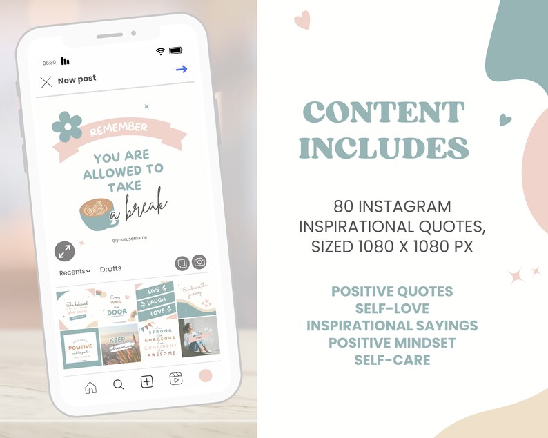 Positive Quotes - Pastel Instagram Post Templates - Good Vibes Self ...