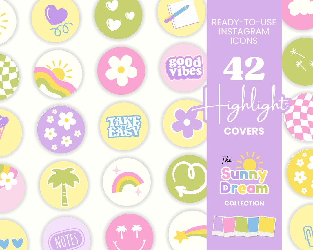 42X Pastel Colorful Highlight Covers Rainbow Instagram Icon Bundle Pink ...