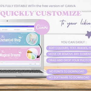 Pastel Etsy Shop Kit Store Banner Canva Template Colorful Digital Small ...