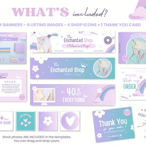 Pastel Etsy Shop Kit Store Banner Canva Template Colorful Digital Small ...