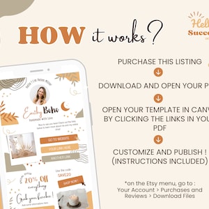 Modern Boho Link in Bio Canva Template - E-shop Natural Earthy Orange ...