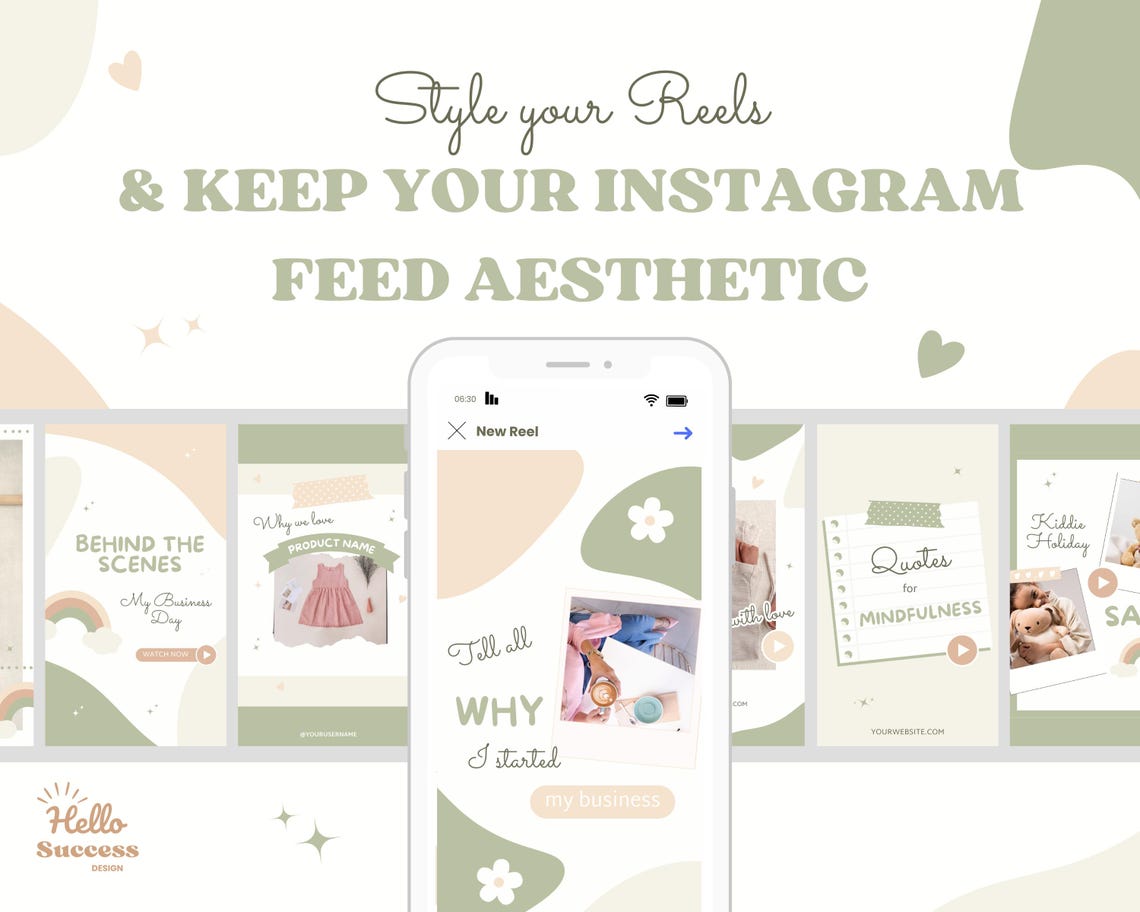 100X Instagram Reels Templates, Pastel Boho IG Reels, Sage Green IG ...