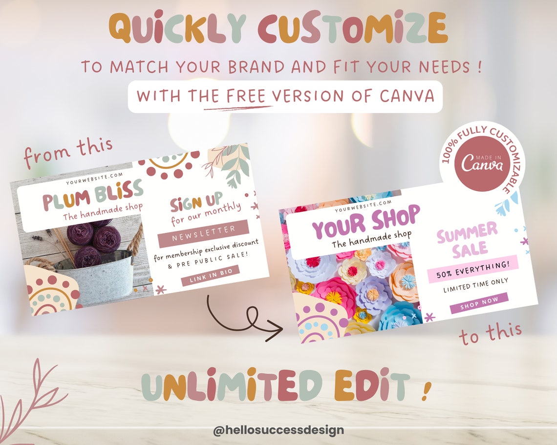Boho Colorful Facebook Branding Kit -banners Profile Icons Canva ...