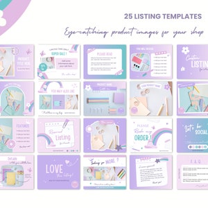 Pastel Etsy Shop Kit Store Banner Canva Template Colorful Digital Small ...