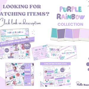 Purple Rainbow Etsy Shop Kit Etsy Shop Banner Canva Template Colorful ...