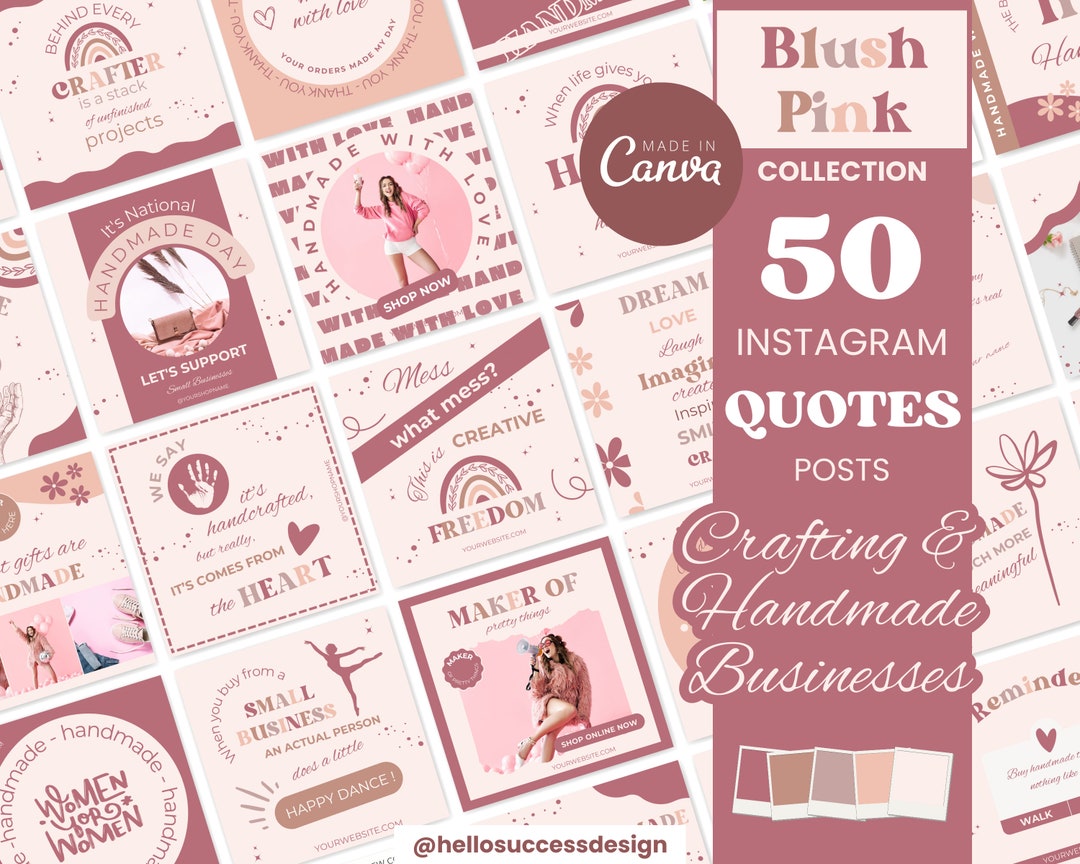 Blush Pink Instagram Quotes Post Templates Handmade Product Business ...