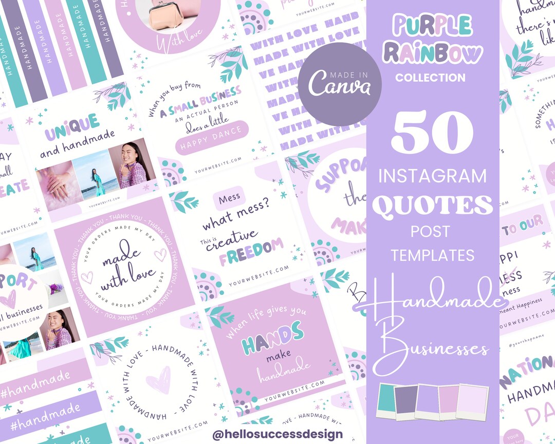 Purple Rainbow Instagram Quotes Templates -handmade Product Crafters ...