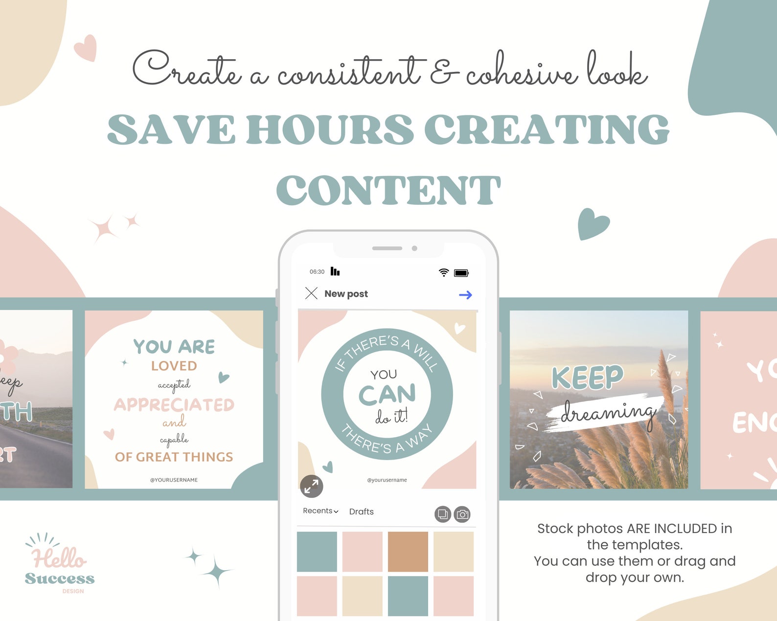 Positive Quotes - Pastel Instagram Post Templates - Good Vibes Self ...