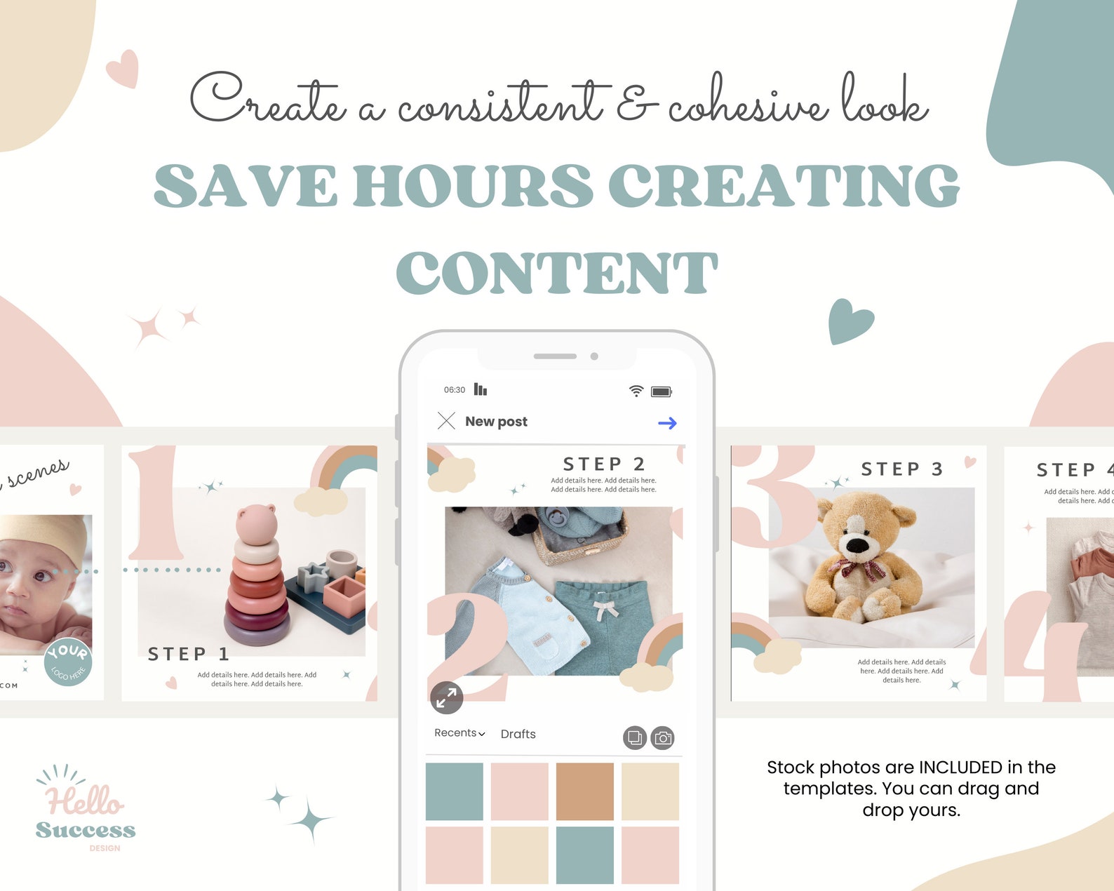 Pastel Boho Instagram Carousels Post Templates -kids Baby Handmade ...