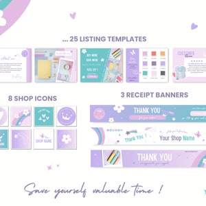 Pastel Etsy Shop Kit Store Banner Canva Template Colorful Digital Small ...