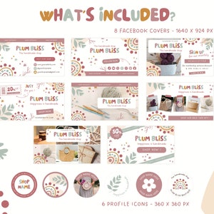 Boho Colorful Facebook Branding Kit -banners Profile Icons Canva ...