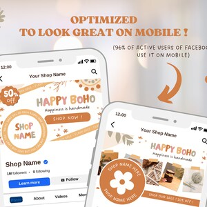Boho Colorful Facebook Branding Kit -banners Profile Icons Canva ...