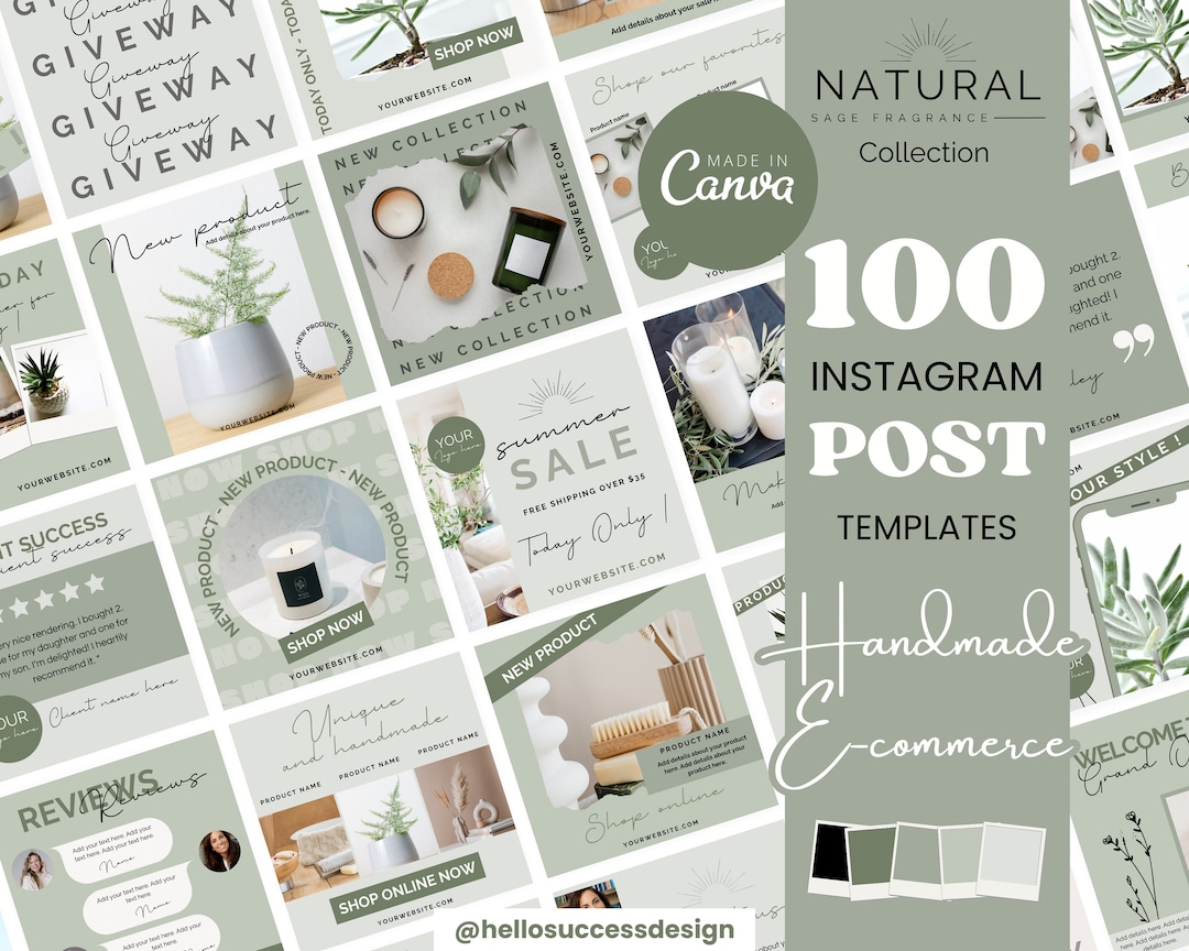 Sage Instagram Post Templates - Neutral Minimalist Natural Green ...