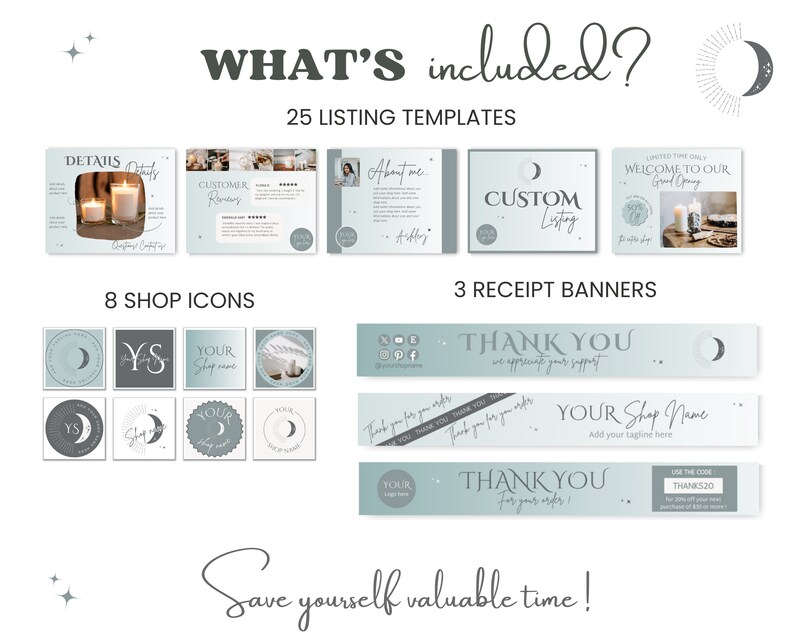 Etsy Shop Kit - Serenity Etsy Shop Banner Canva Template Modern ...
