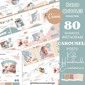 Pastel Boho Instagram Carousels Post Templates -kids Baby Handmade ...