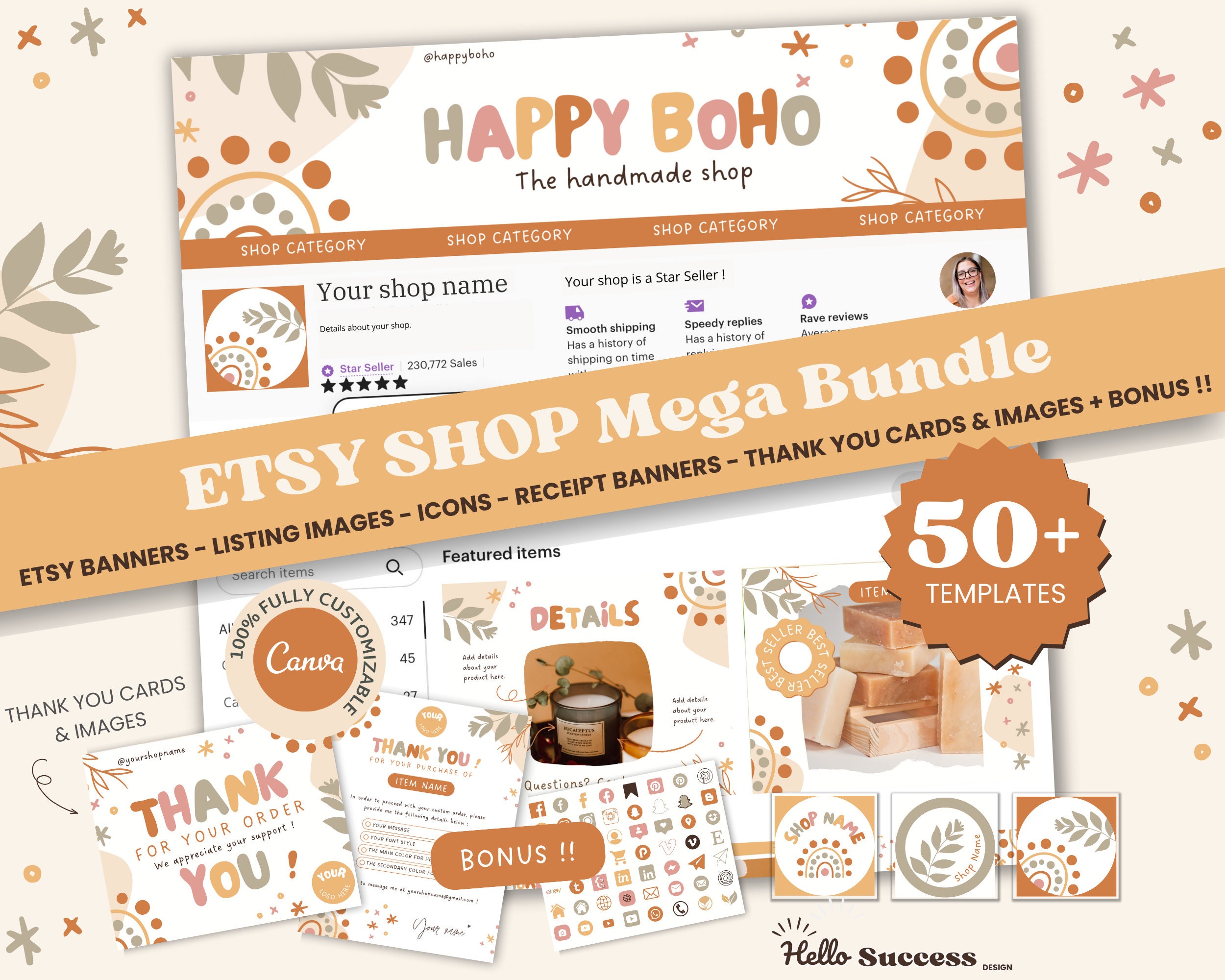 Etsy Shop Bundle Etsy Shop Banner Canva Template Branding Kit Listing ...
