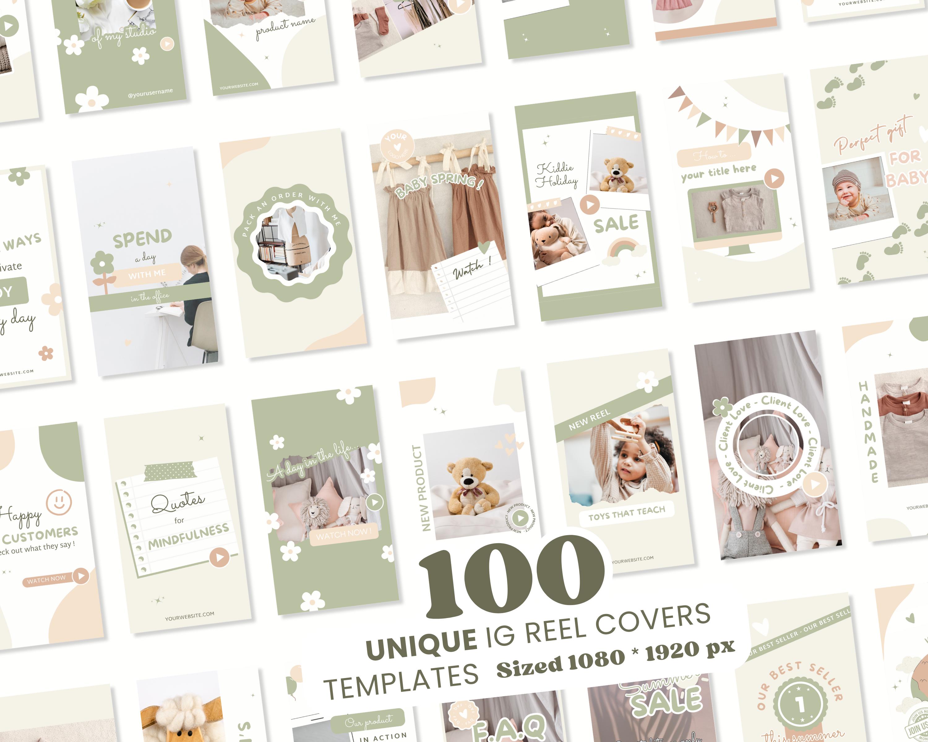 100X Instagram Reels Templates, Pastel Boho IG Reels, Sage Green IG ...