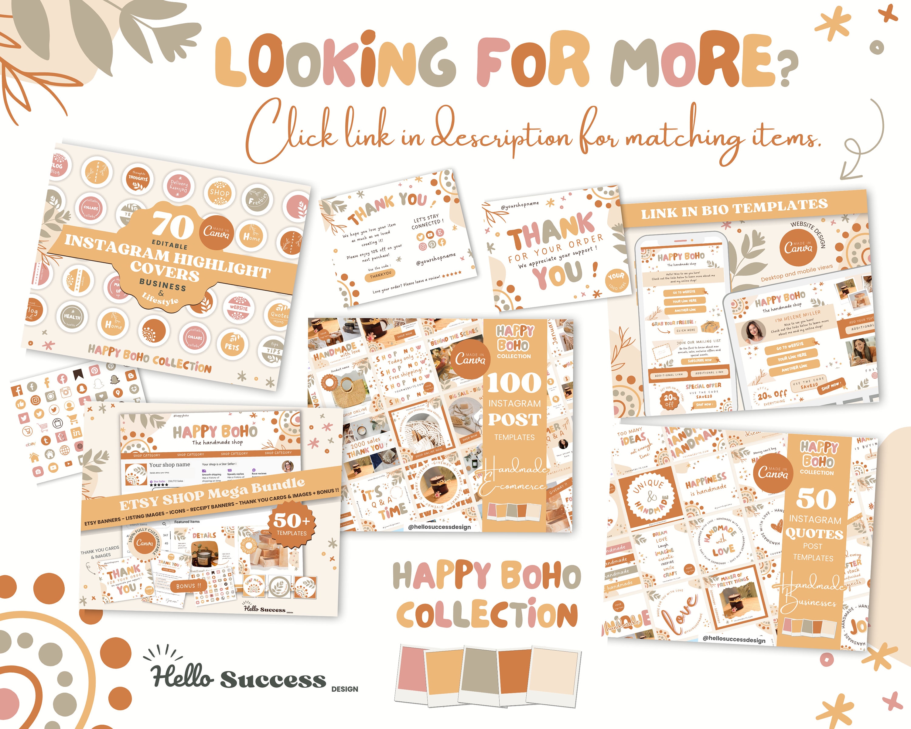 Boho Colorful Facebook Branding Kit -banners Profile Icons Canva ...