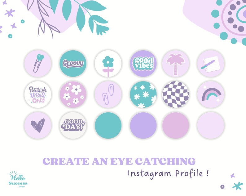 42X Purple Rainbow Colorful Highlight Covers - Positive Vibes Instagram ...