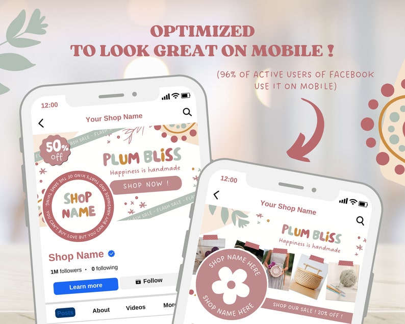 Boho Colorful Facebook Branding Kit -banners Profile Icons Canva ...