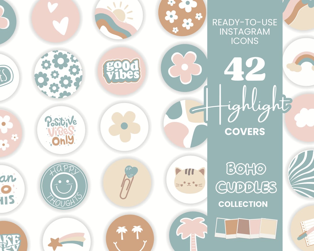 42X Pastel Boho Cute Highlight Covers - Positive Vibes Instagram Icon ...
