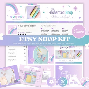 Pastel Etsy Shop Kit Store Banner Canva Template Colorful Digital Small ...
