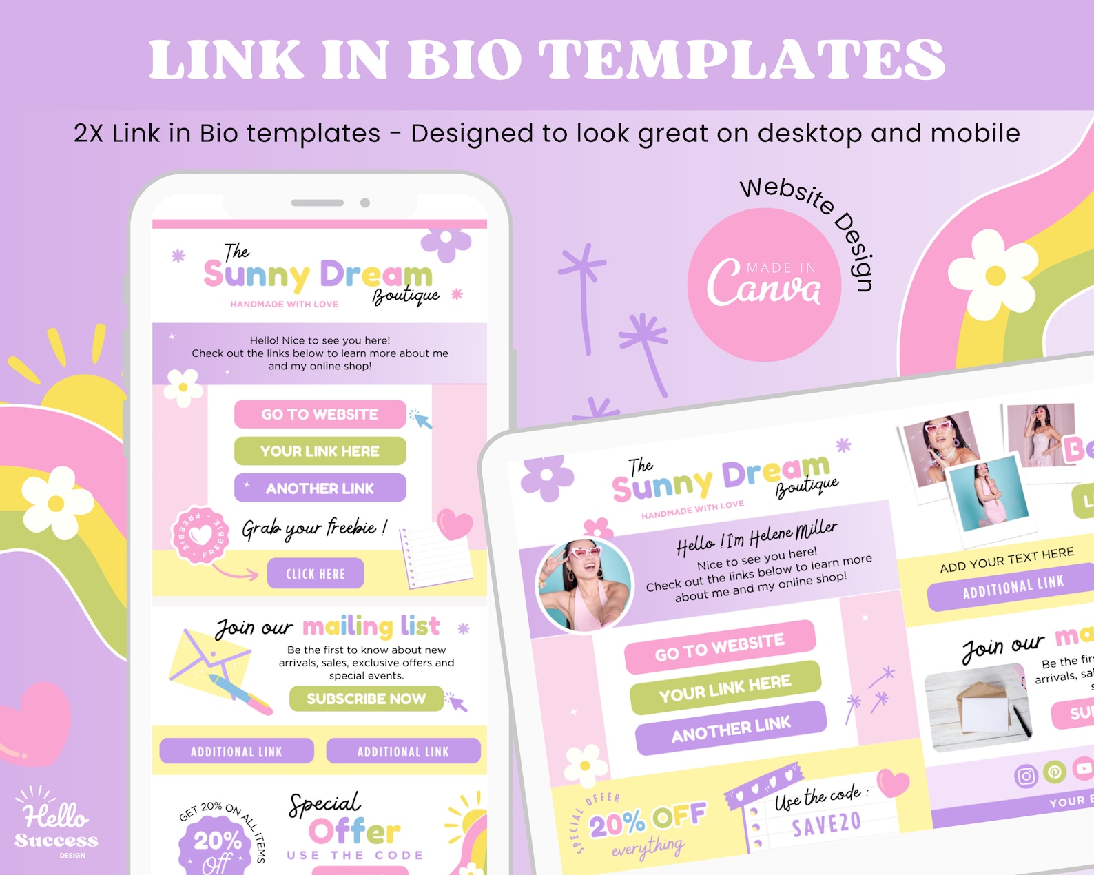 Pastel Link in Bio Canva Templates - Links Website Instagram Landing ...
