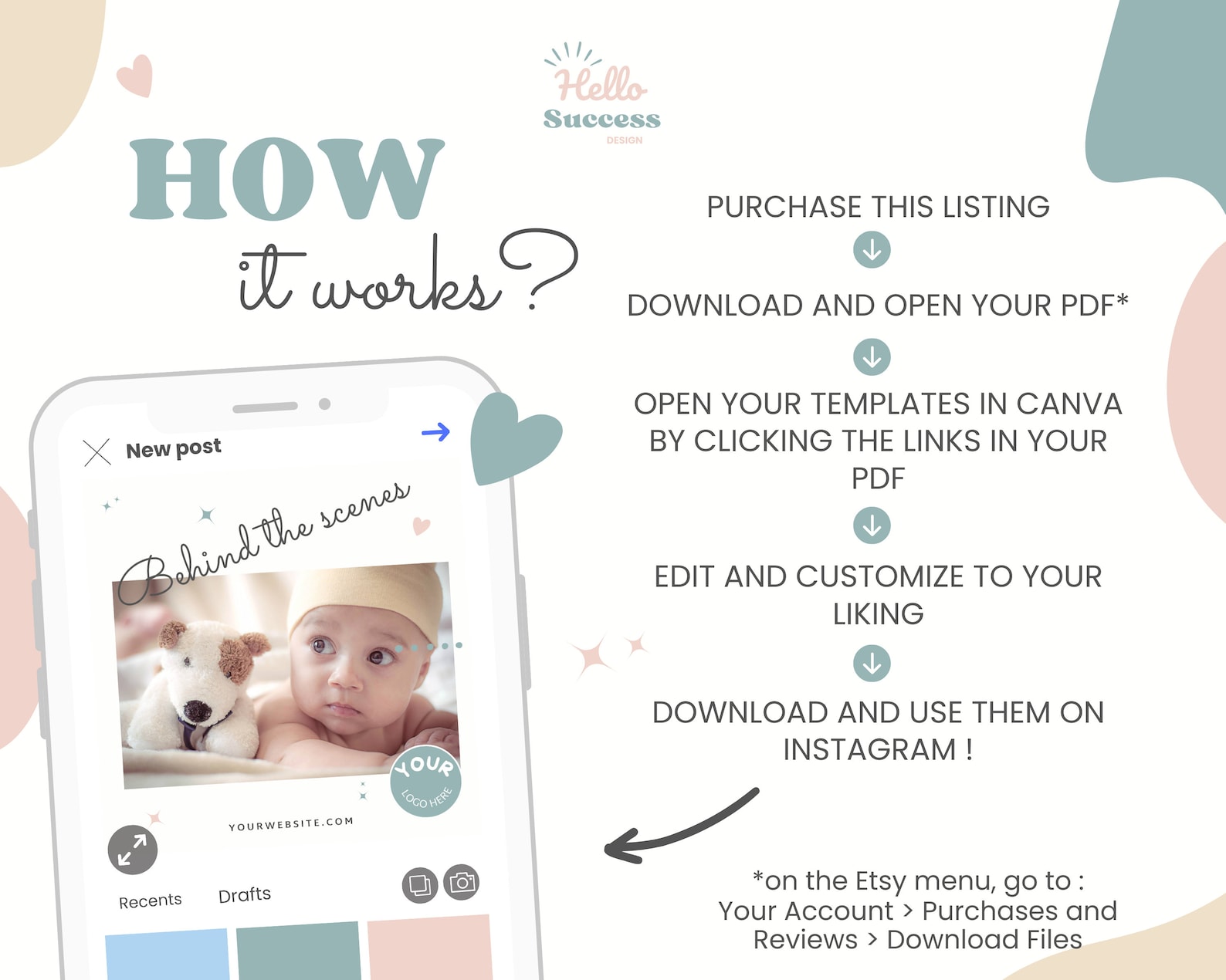 Pastel Boho Instagram Carousels Post Templates -kids Baby Handmade ...