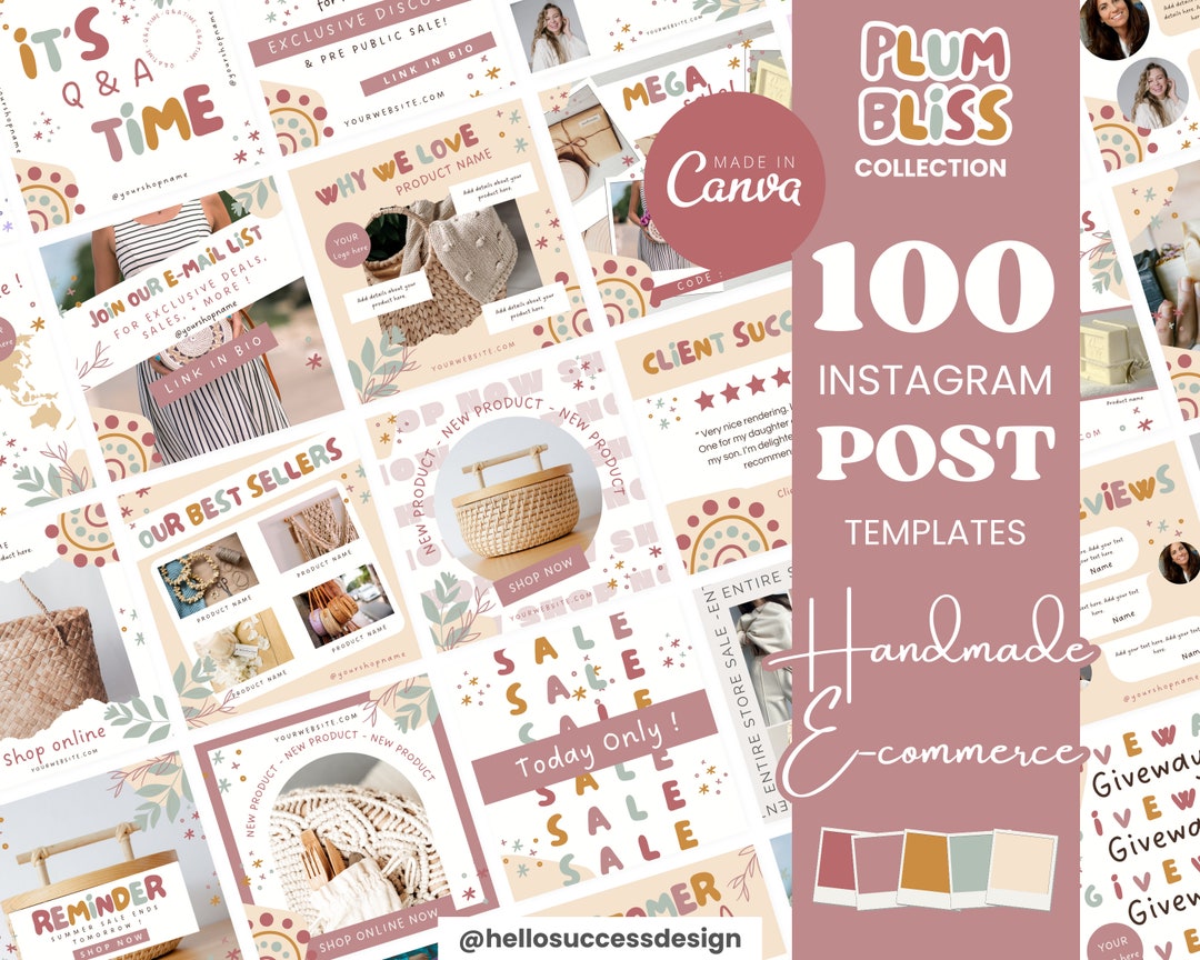 Instagram Post Boho Templates Handmade Business Product Shop E-commerce ...