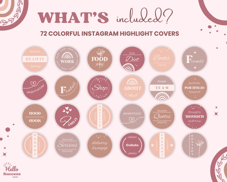 Blush Pink Instagram Highlight Covers Feminine Boho Editable Icons ...