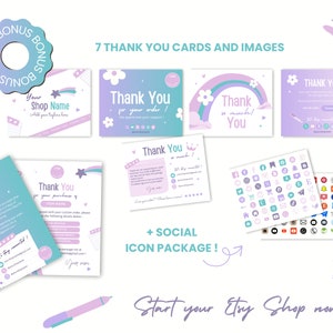 Pastel Etsy Shop Bundle Banner Canva Template Colorful Digital Product ...