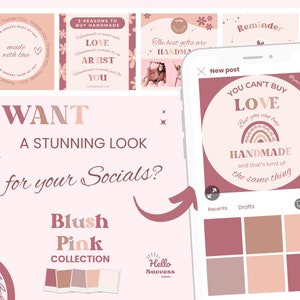 Blush Pink Instagram Quotes Post Templates Handmade Product Business ...