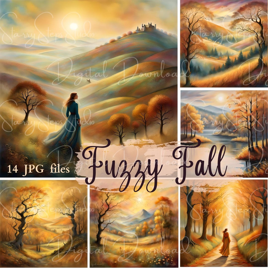 Fuzzy Fall Background Clipart, Fuzzy Fall Scenery Digital Papers Jpgs ...