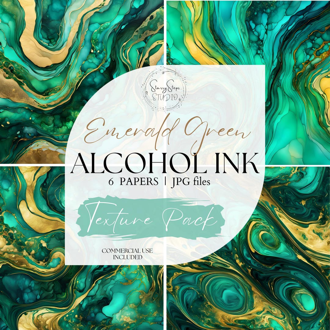 Emerald Green Alcohol Ink Digital Paper, Geode Texture (JPG, Commercial ...