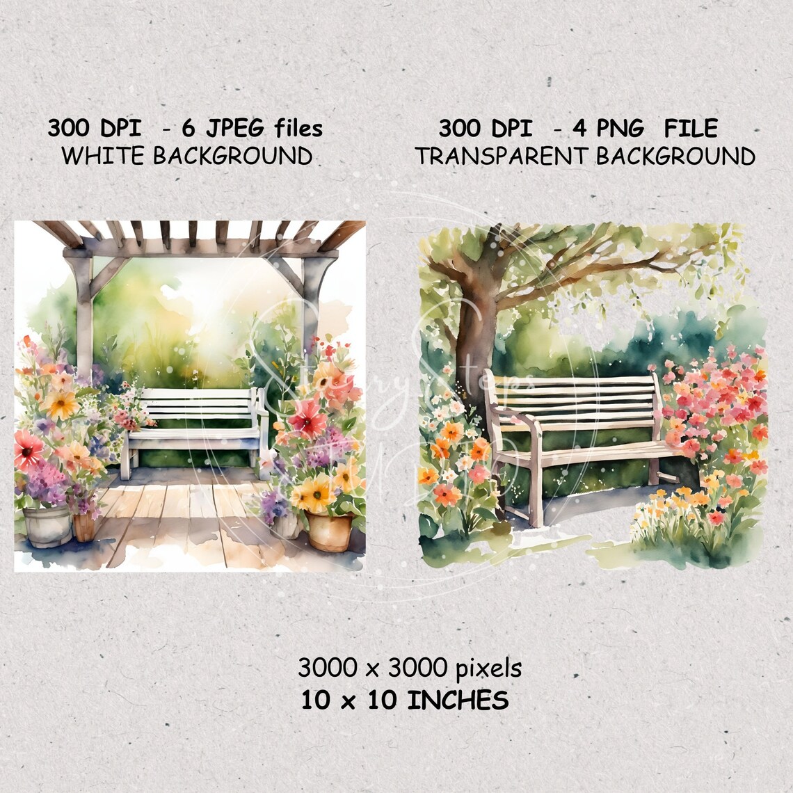Garden Bench Clip Art Bundle Vol.3, Garden Bench PNG and JPEG High ...