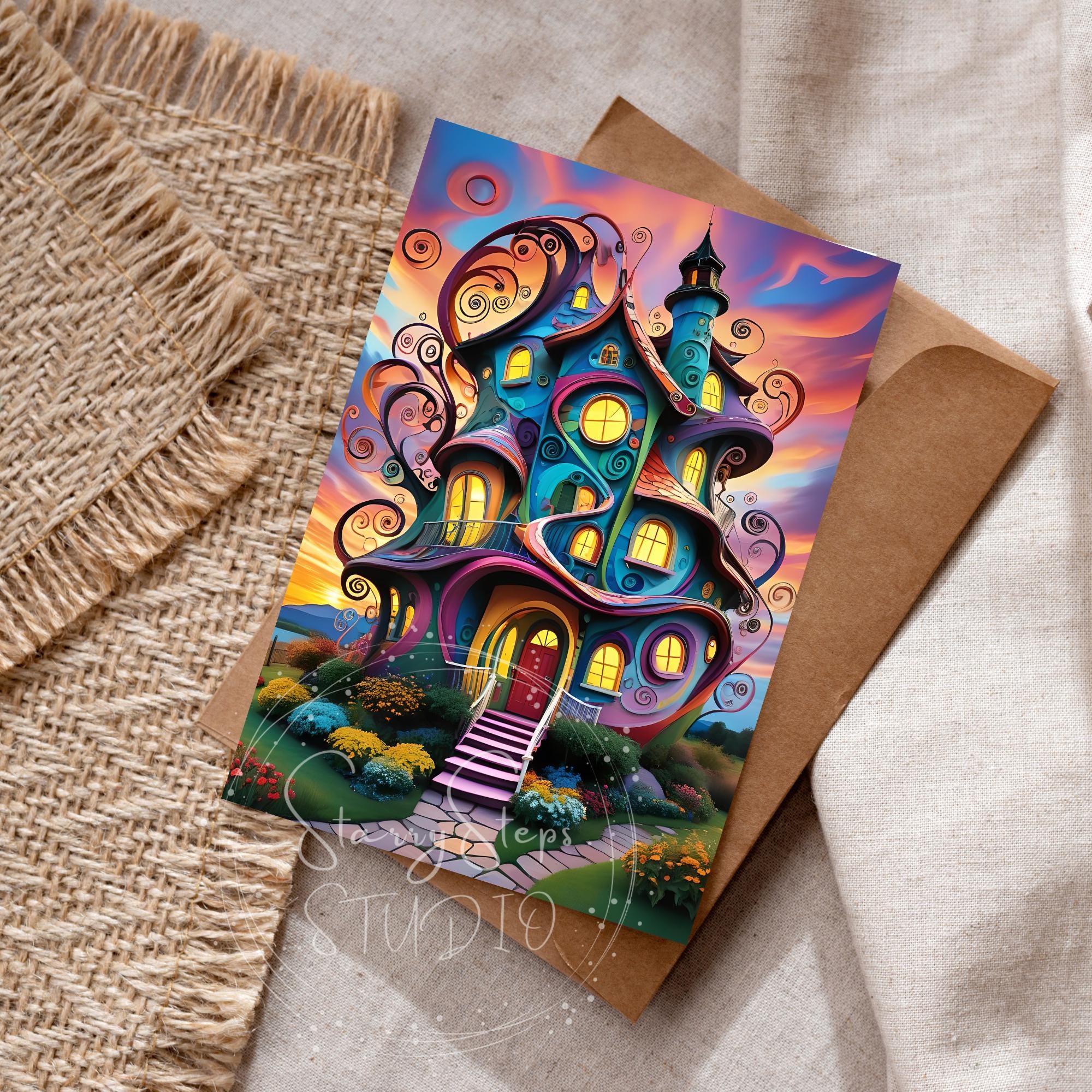 Wonky House Art Pages, Whimsical House Paper Pack, Quirky Art Digital ...