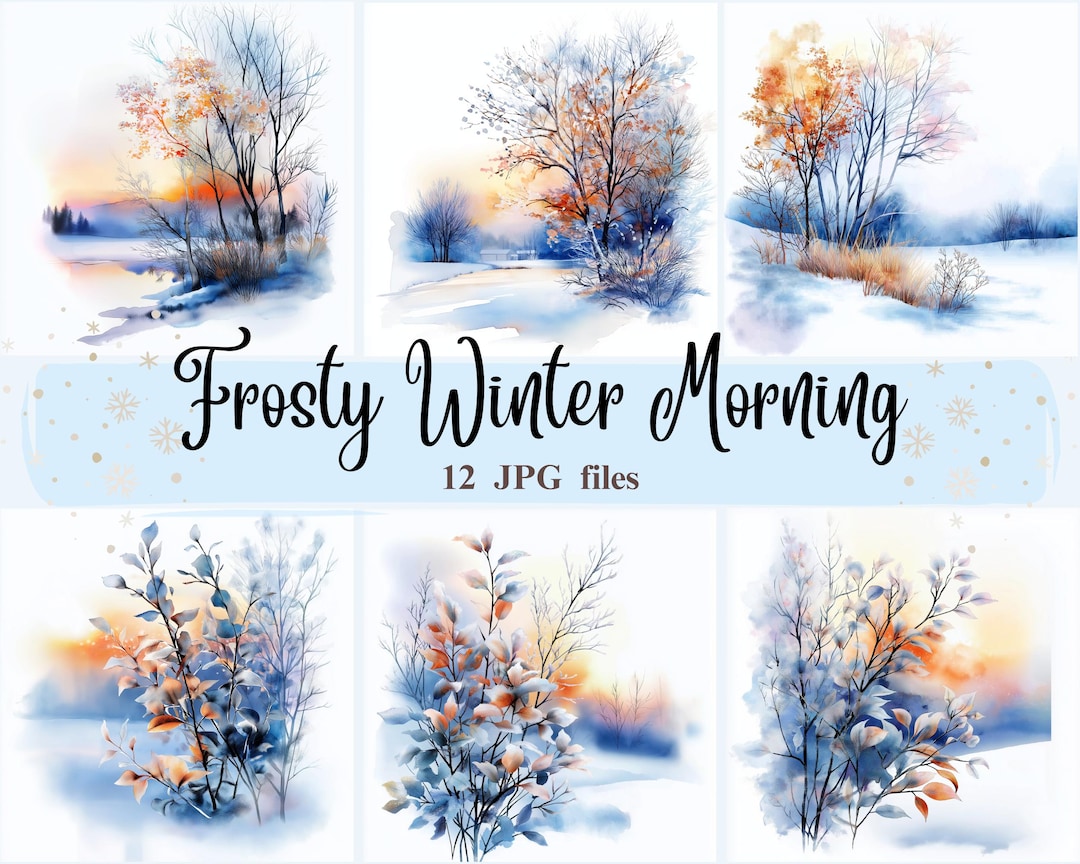Frosty Winter Morning Clipart Digital Download, Winter Nature JPG Clip ...