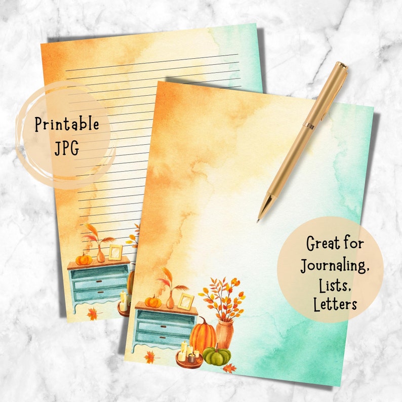 Cozy Autumn Nook Printable Stationery, Pumpkin Stationery, Digital ...