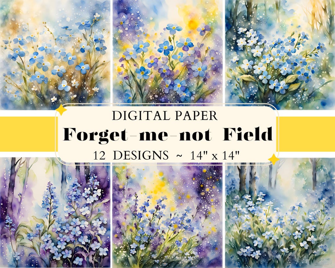 Forget-me-not Flower Field Digital Papers, Forget-me-not Backgrounds ...