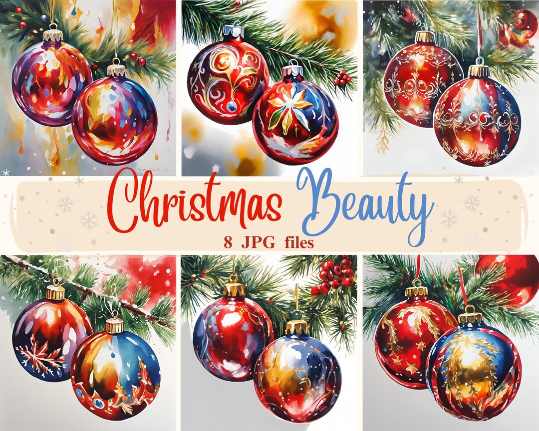 Christmas Baubles Clipart, Christmas Ornaments Digital Download ...